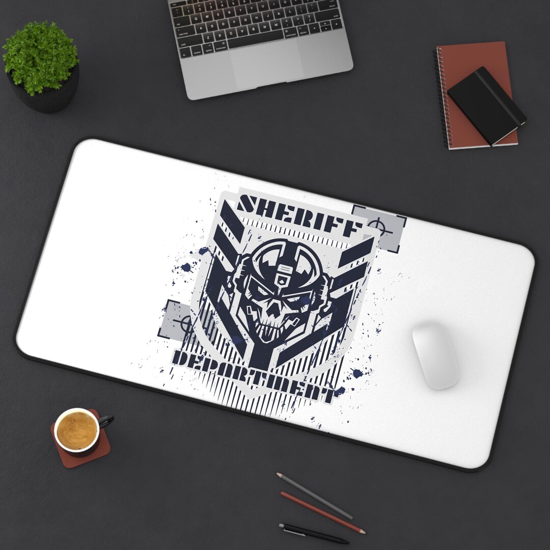 Sheriff Skull Desk Mat - Cool Office Decor, Gamer Mouse Pad, Unique ...