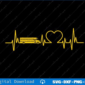 Love School Bus Heartbeat Svg, Png Digital Files - Etsy