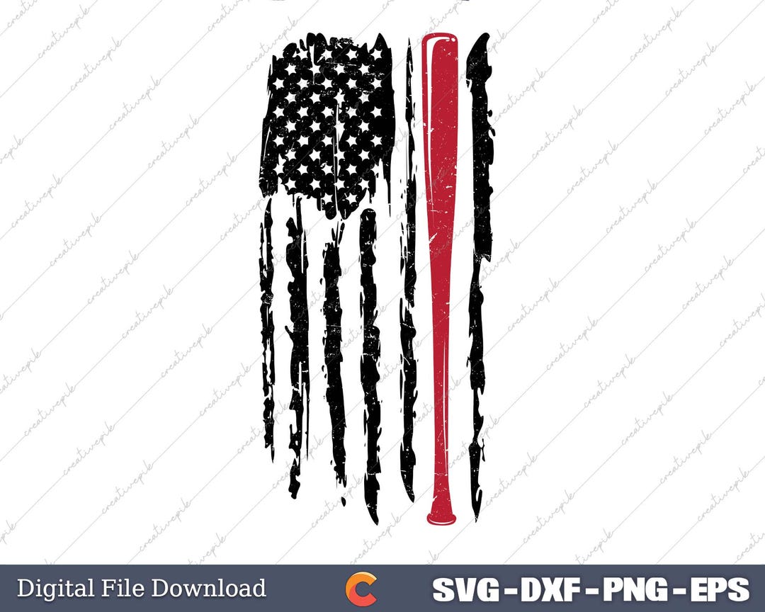 Baseball Bat Distressed American Flag Svg, Png, Digital File - Etsy