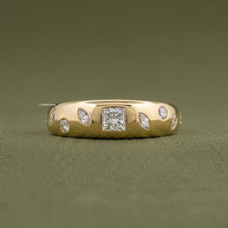 Wide Flush Set Ring - Etsy