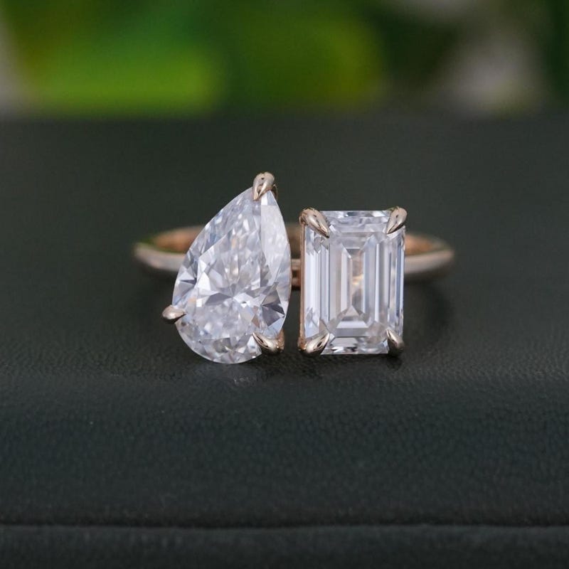 Two Stone Engagement Ring - Etsy