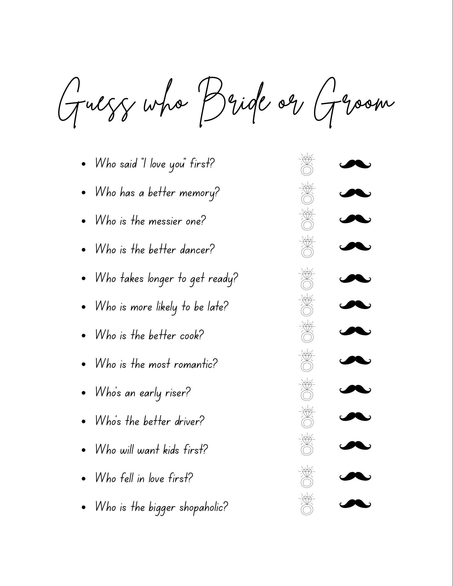 Guess Who Bride or Groom - Etsy
