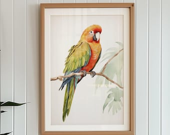 Tropical Bird Poster - Colorful Parrot Wall Art Illustration Print for ...