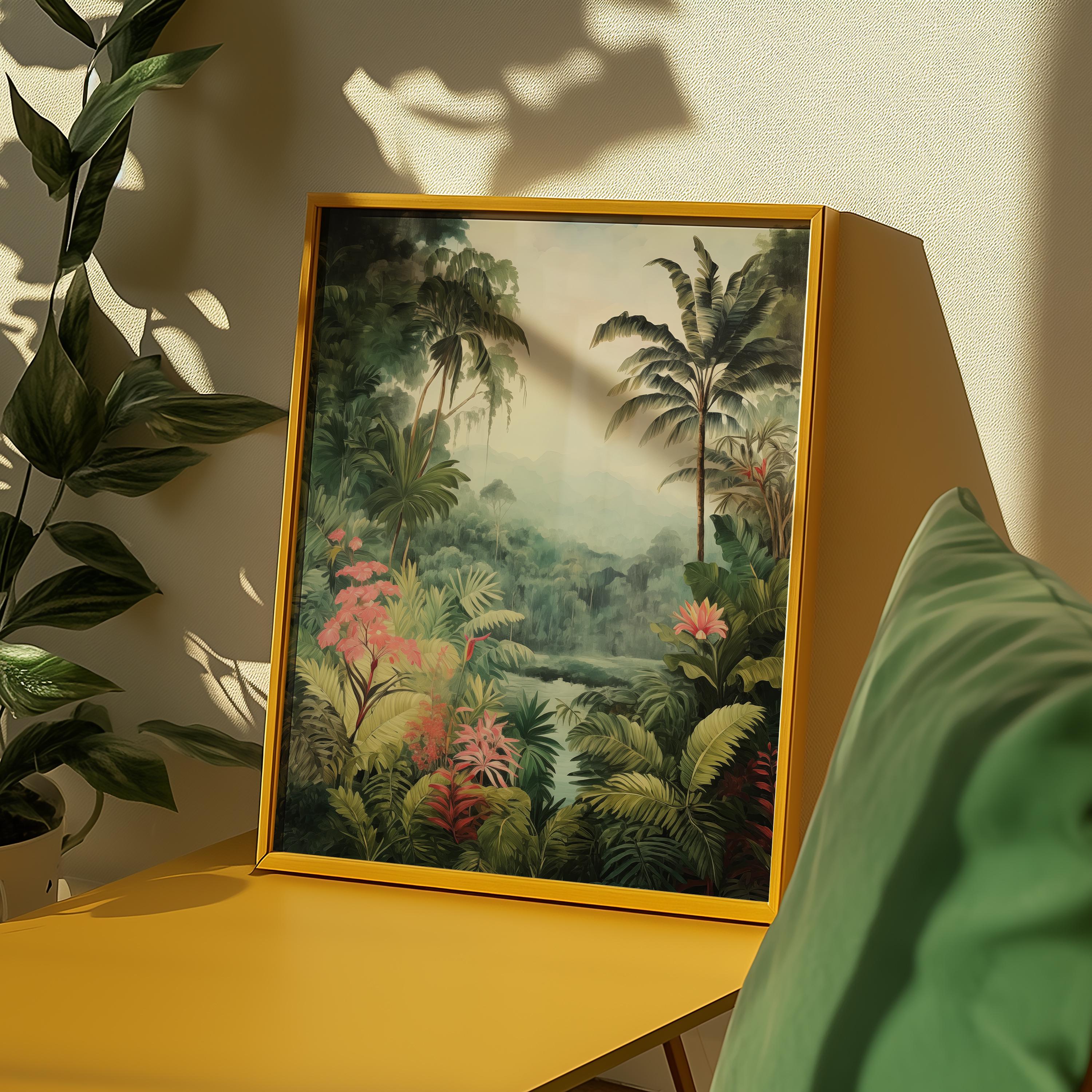 Tropical Jungle Wall Art Print - Lush Green Botanical Printable Poster ...