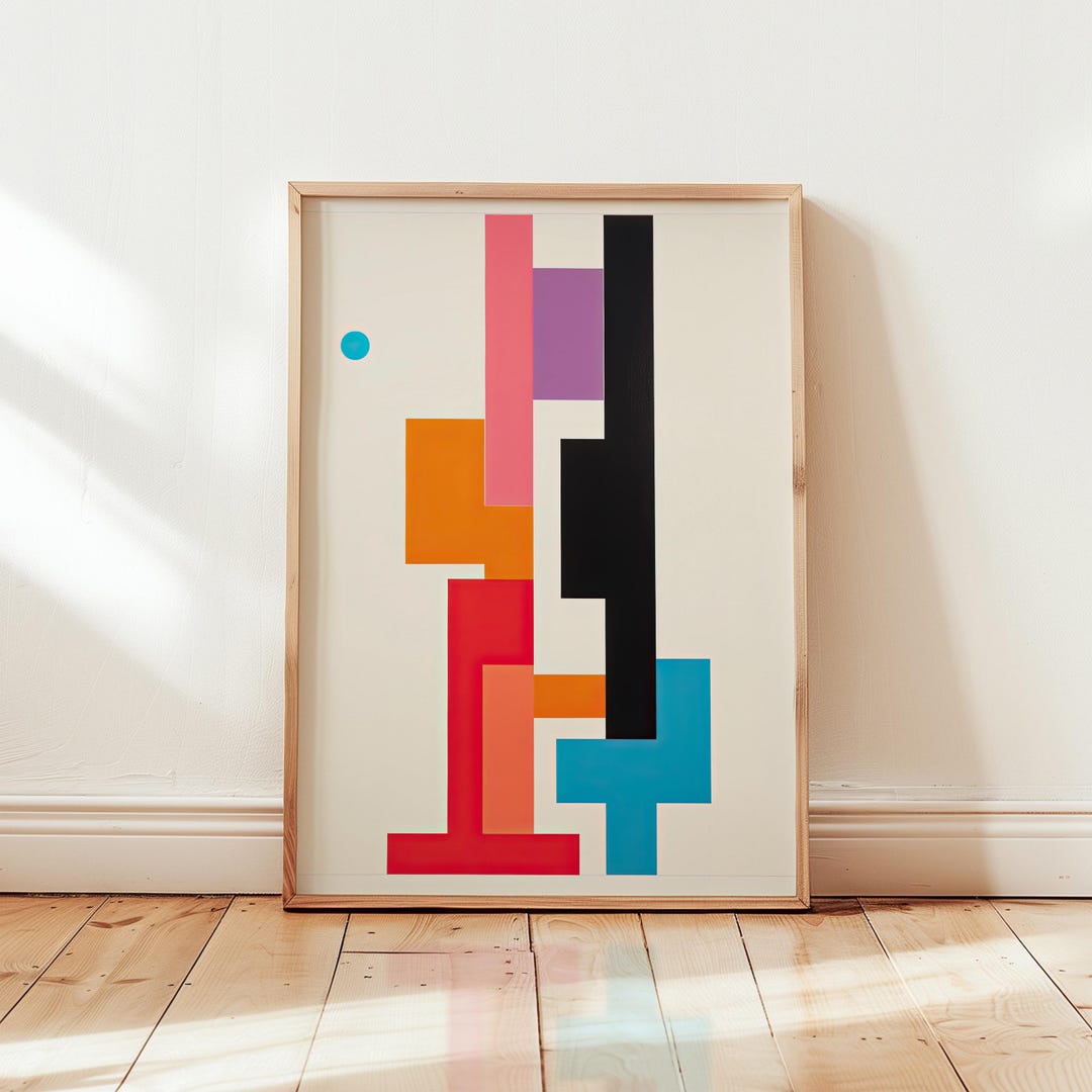 Geometric Color Block Printable Art - Modern Abstract Shapes in Bright ...