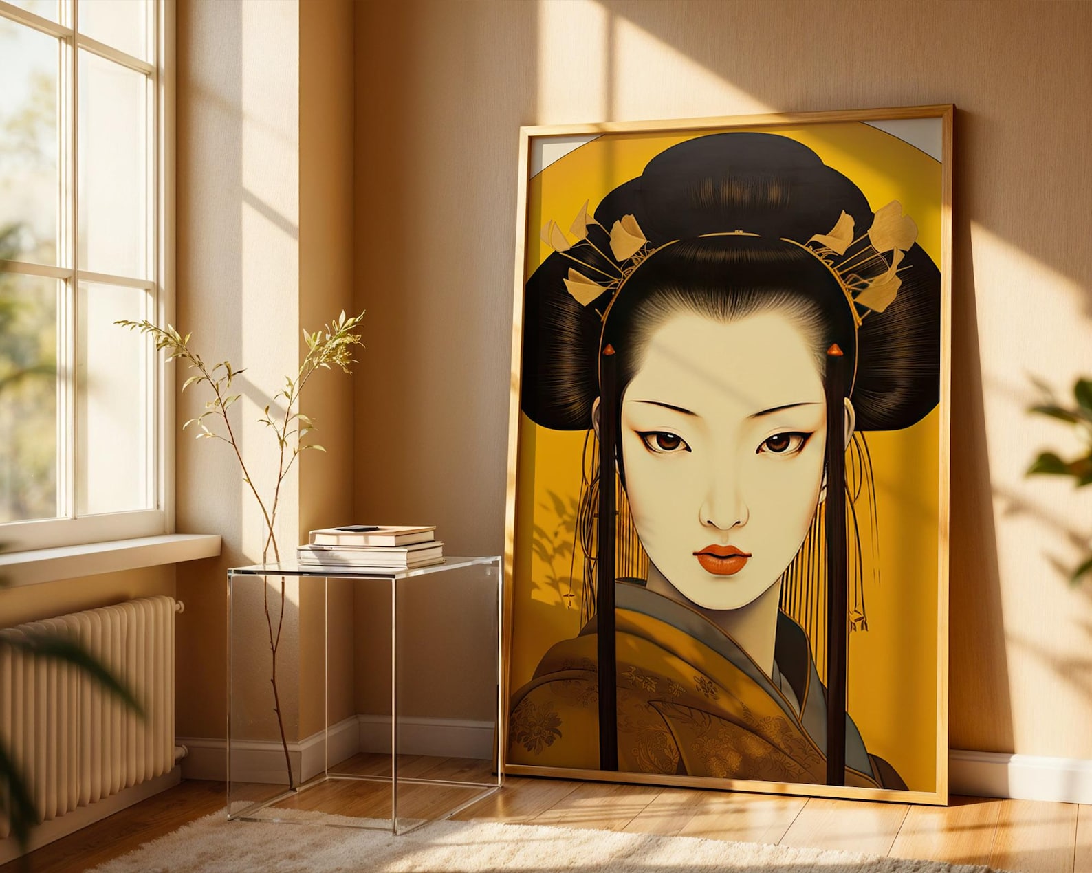 Japanese Portrait Poster - Geisha Wall Art Print Illustration in Bold ...