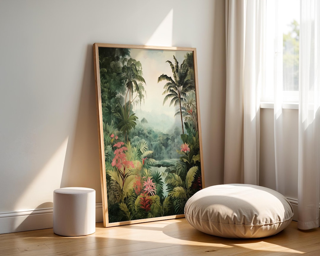 Tropical Jungle Wall Art Print - Lush Green Botanical Printable Poster ...