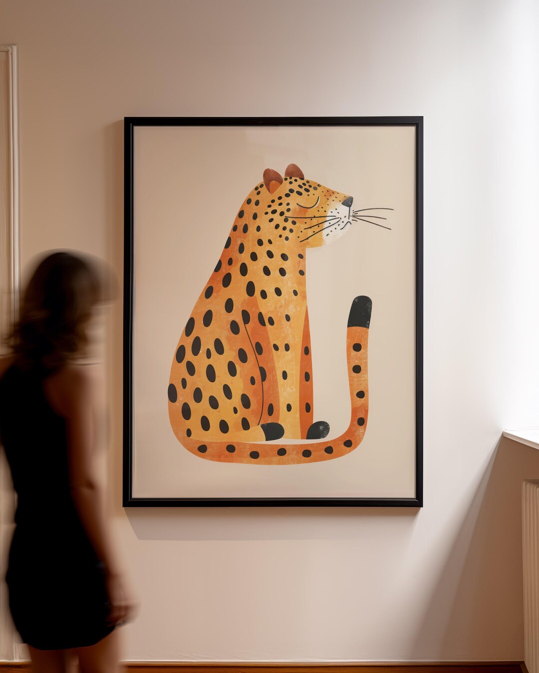 Cute Orange Cheetah Wall Art - Minimal Jungle Animal Printable for ...