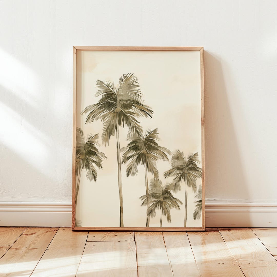 Neutral Palm Tree Printable Wall Art - Minimalist Coastal Tropical ...