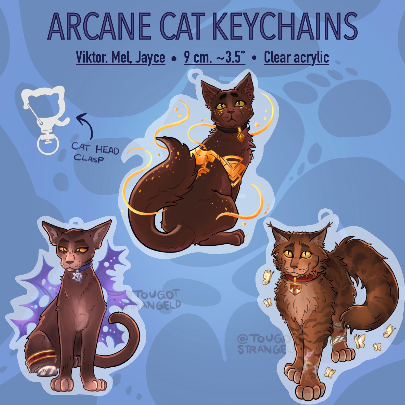Arcane Cat Acrylic Keychains - Viktor, Mel, Jayce - Etsy