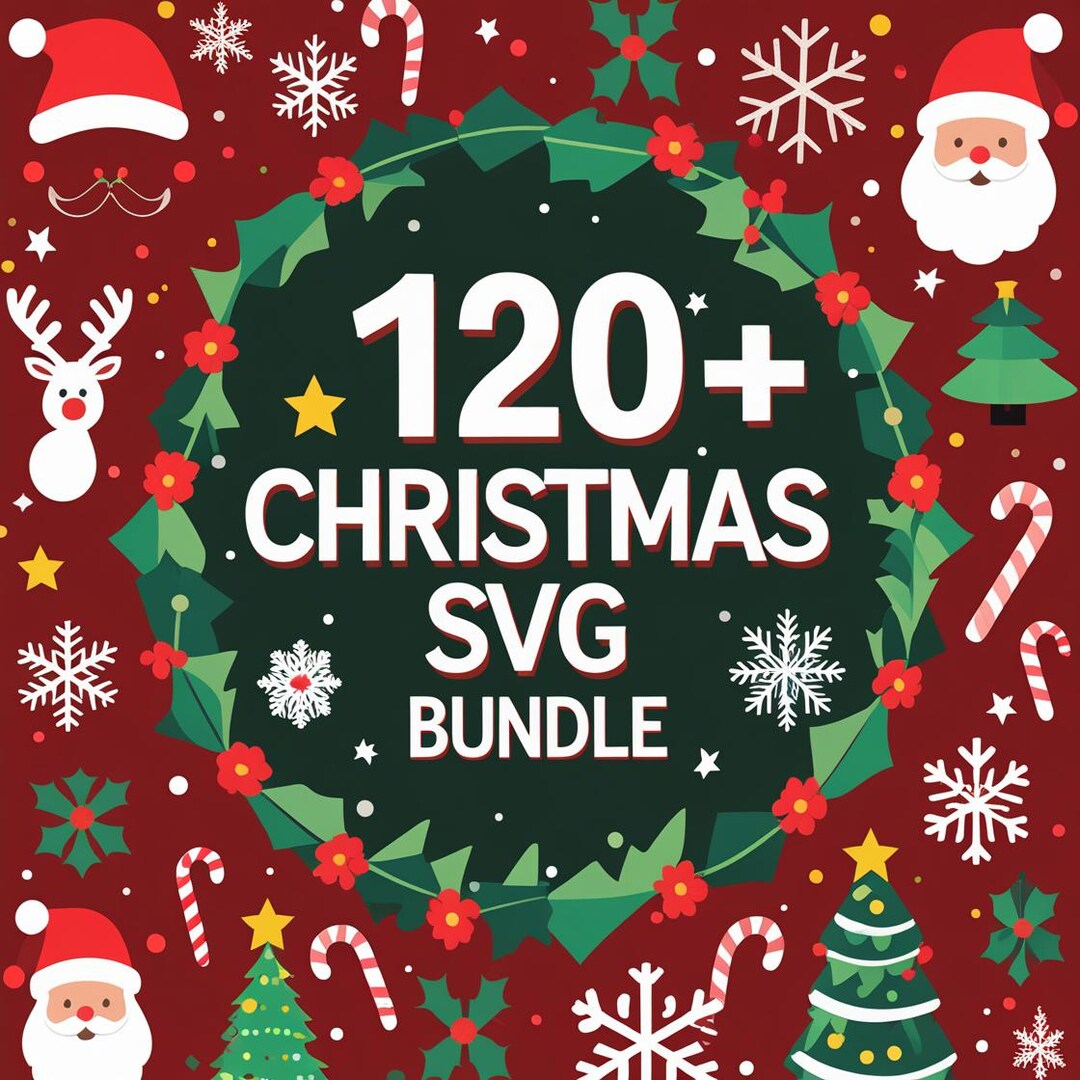 Christmas 120+ SVG Bundle | Holiday Clipart, Santa Reindeer Snowflakes ...