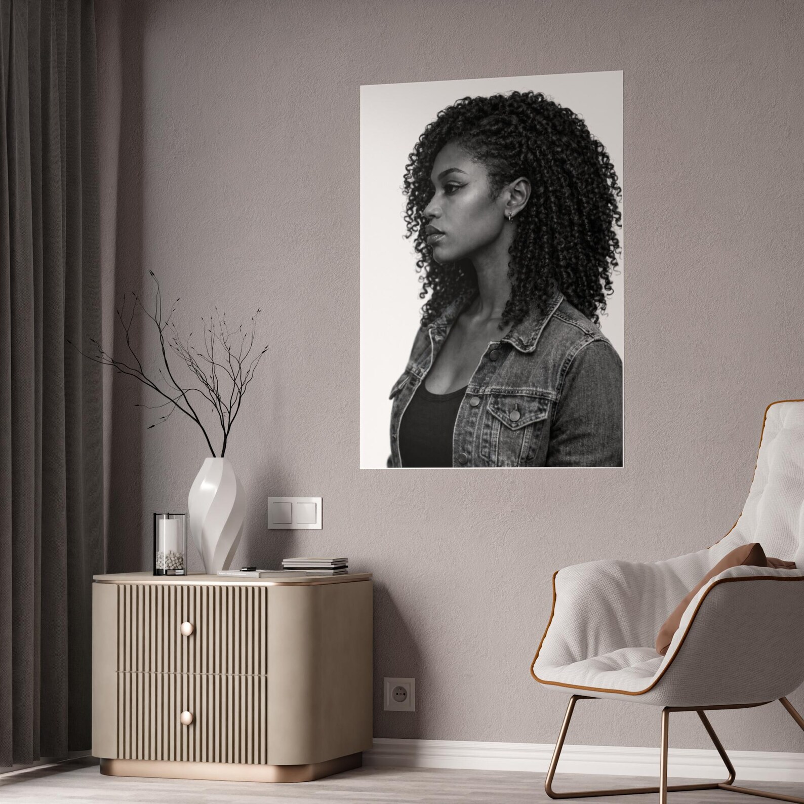 Black Woman Portrait Poster | Monochrome Feminine Wall Art, Gallery ...