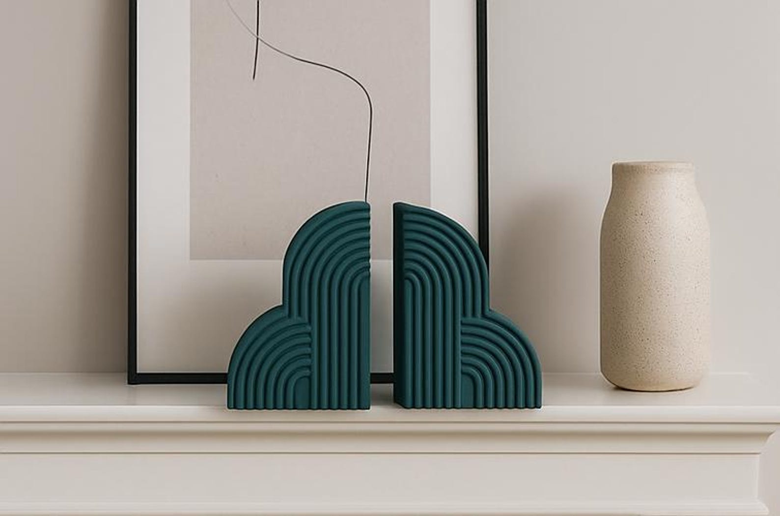 3D Printed Geometric Bookends STL File – Modern Shelf Decor | Book ...