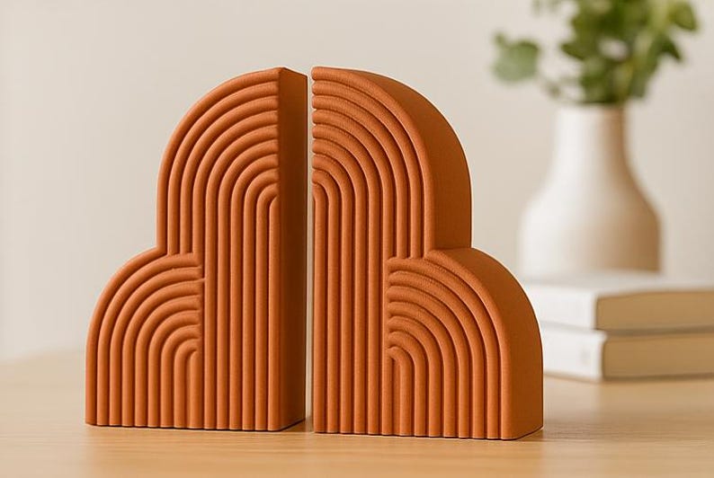 3D Printed Geometric Bookends STL File – Modern Shelf Decor | Book ...