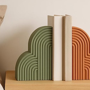 3D Printed Geometric Bookends STL File – Modern Shelf Decor | Book ...