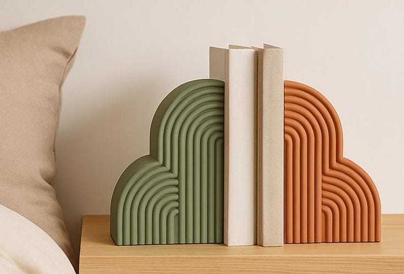 3D Printed Geometric Bookends STL File – Modern Shelf Decor | Book ...