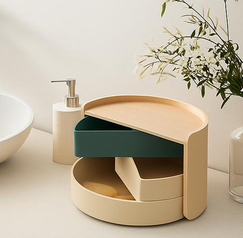 Spinning 3D Printed Organizer STL File | Rotating Makeup, Desk Storage ...