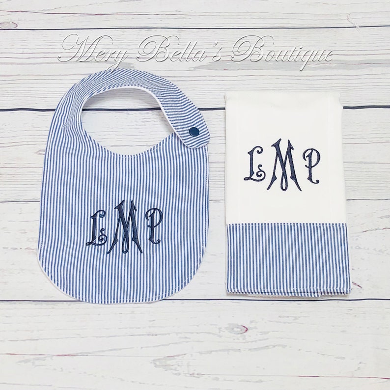 Embroidered bib personalized bibs baby shower gift monogram | Etsy