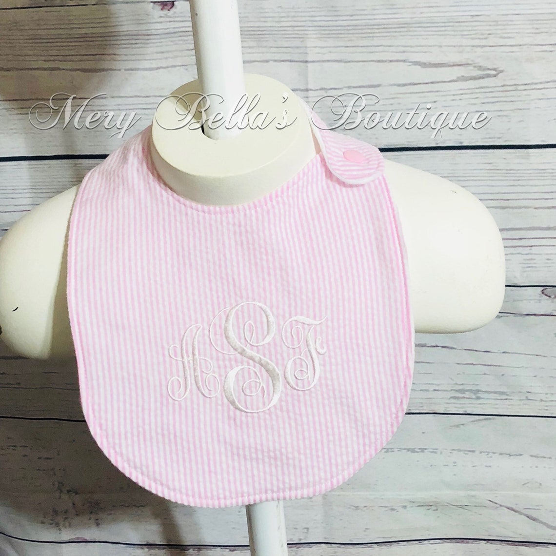 Seersucker Baby Bib Personalized Bib Monogram Bib Custom - Etsy