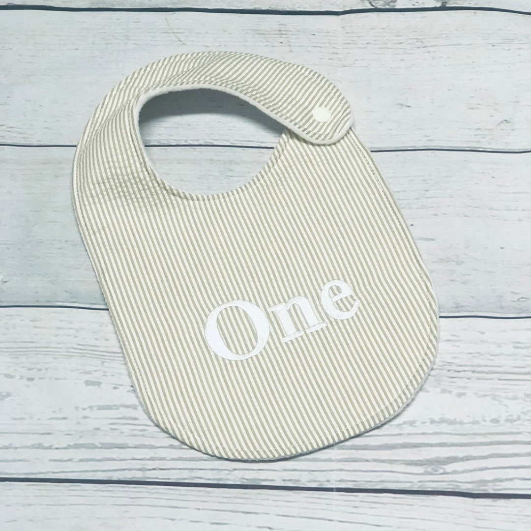 1st Birthday Bib, Embroidery Custom Bib, Seersucker Bib With Name ...