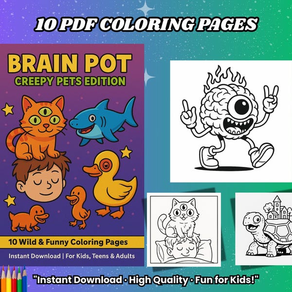 Brain Rot Coloring Pages - Etsy