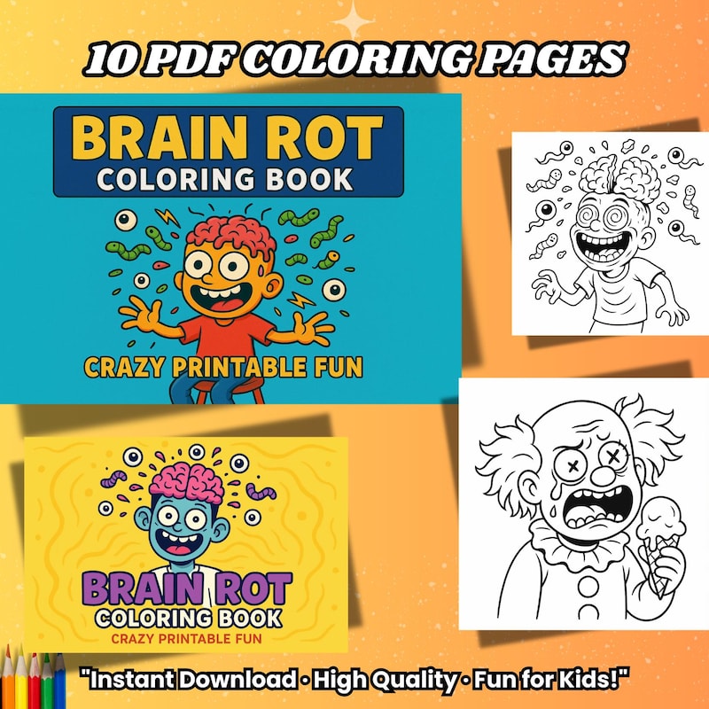 Brain Rot Coloring Pages - Etsy