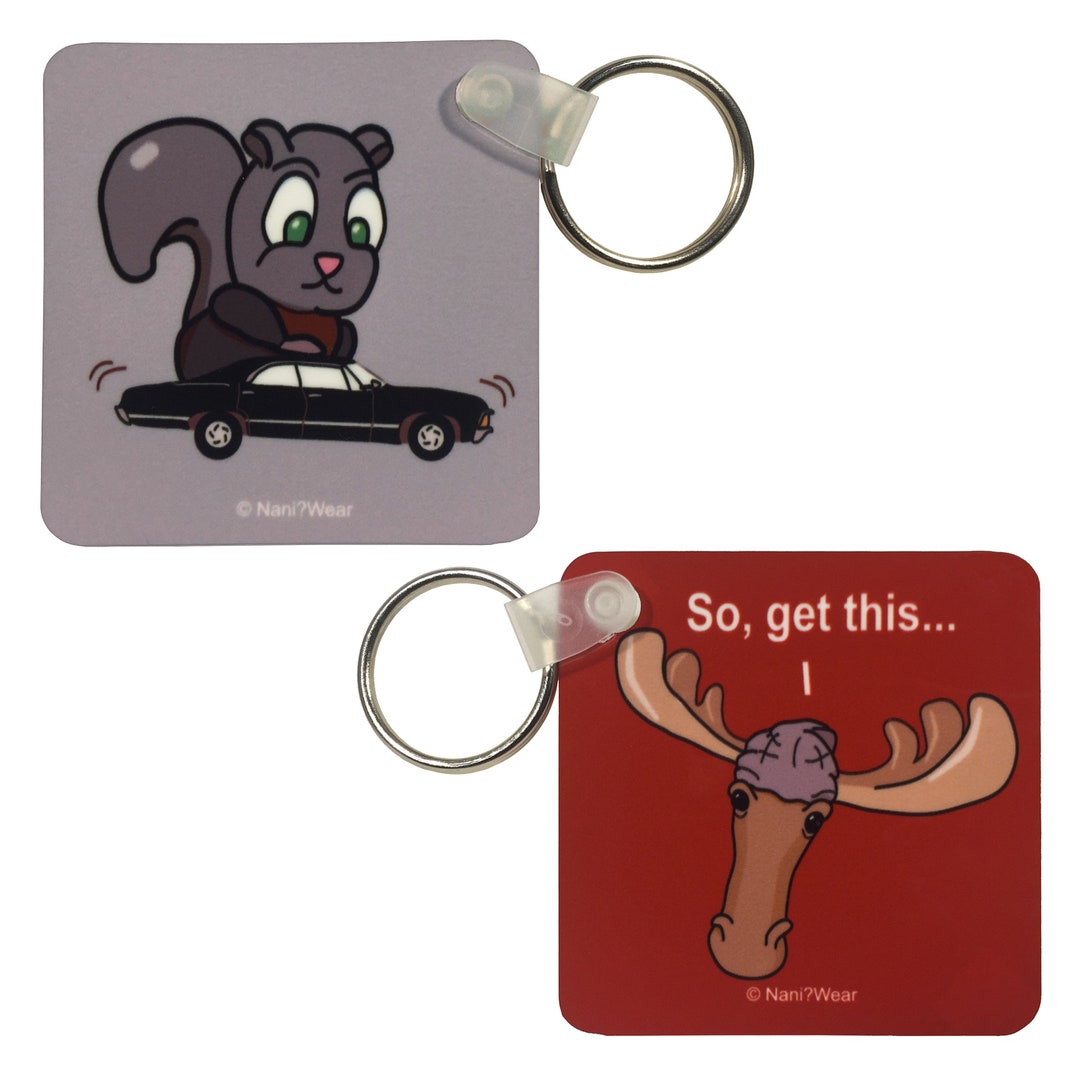 Dean Sam Winchester Double-sided Square Keychain Moose & Squirrel - Etsy