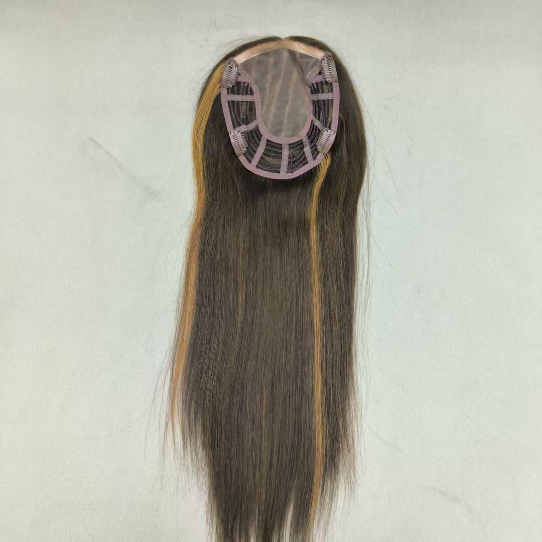 14" Human Hair Topper, Fine Mono Base, B10# Brown - Etsy
