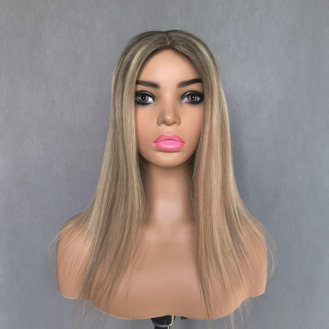16" Human Hair Topper, Fine Mono Fishnet Base, Color 8C60# - Etsy