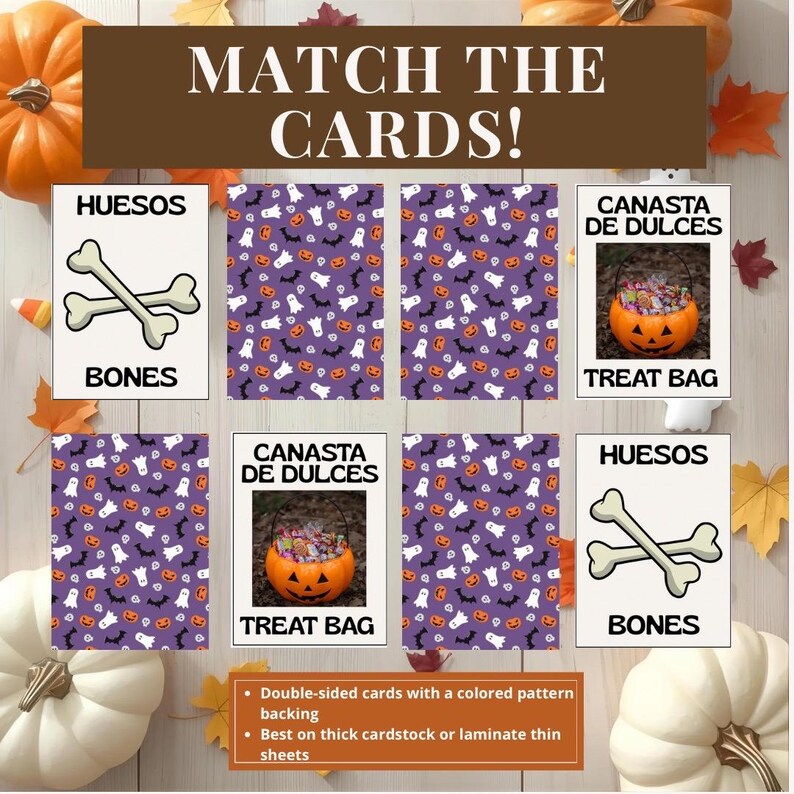 Halloween Memory Game Printable | English-spanish Learning Activity for ...