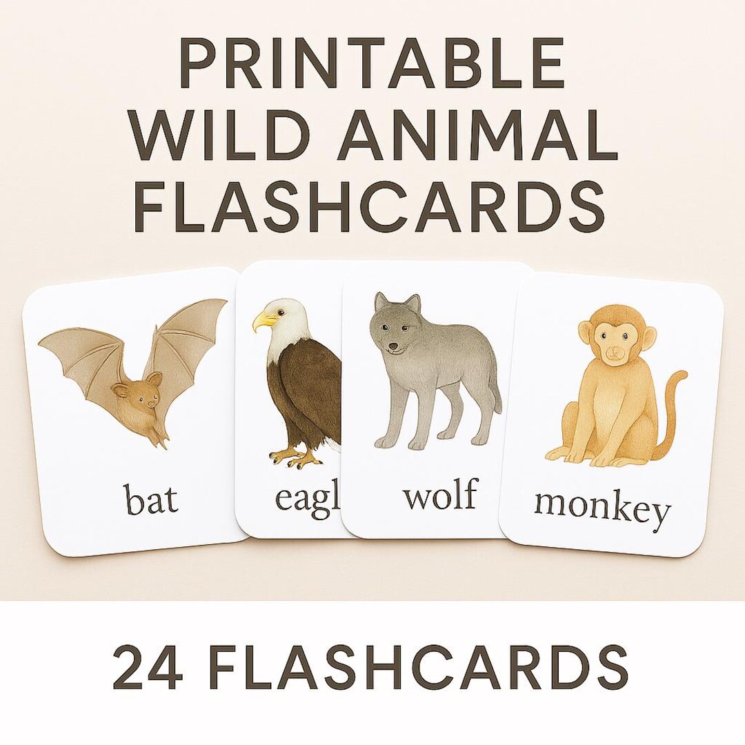 Wild Animal Vocabulary Flashcards for Kids – Printable Preschool ...