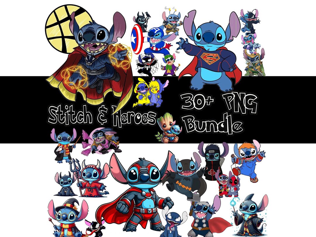 Stitch & Heroes PNG Bundle | 30+ Unique Superhero-themed Stitch ...