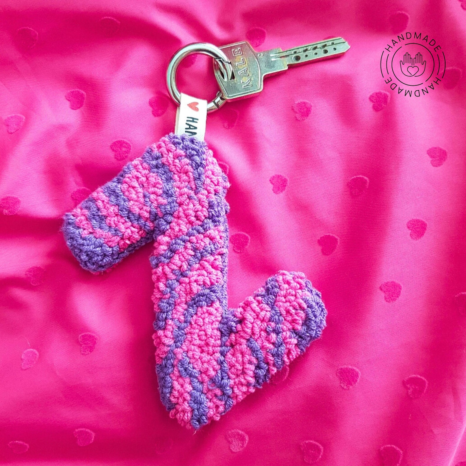 Personalized Punch Needle Letter Keychain: Handmade Bag Charm - Etsy