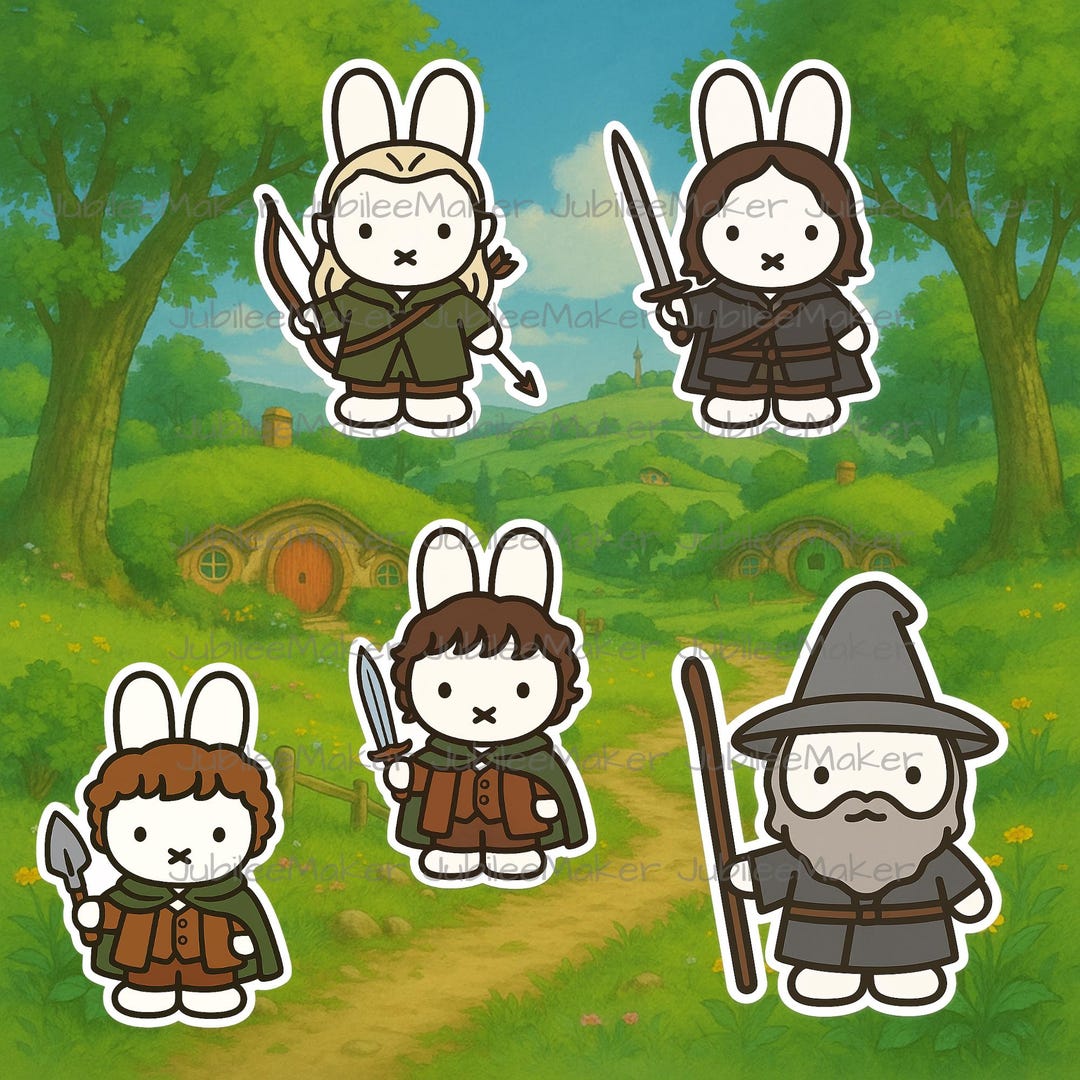 Fellowship Bunny Stickers | Hobbit, Elf, Man, Wizard | Novel Book ...