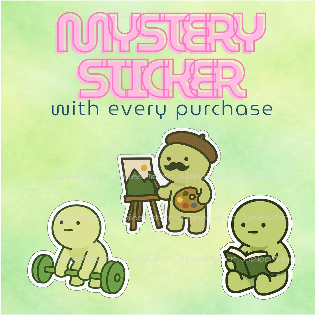 Stoic Minimal Bald Green Creature/figurine Sticker - Etsy