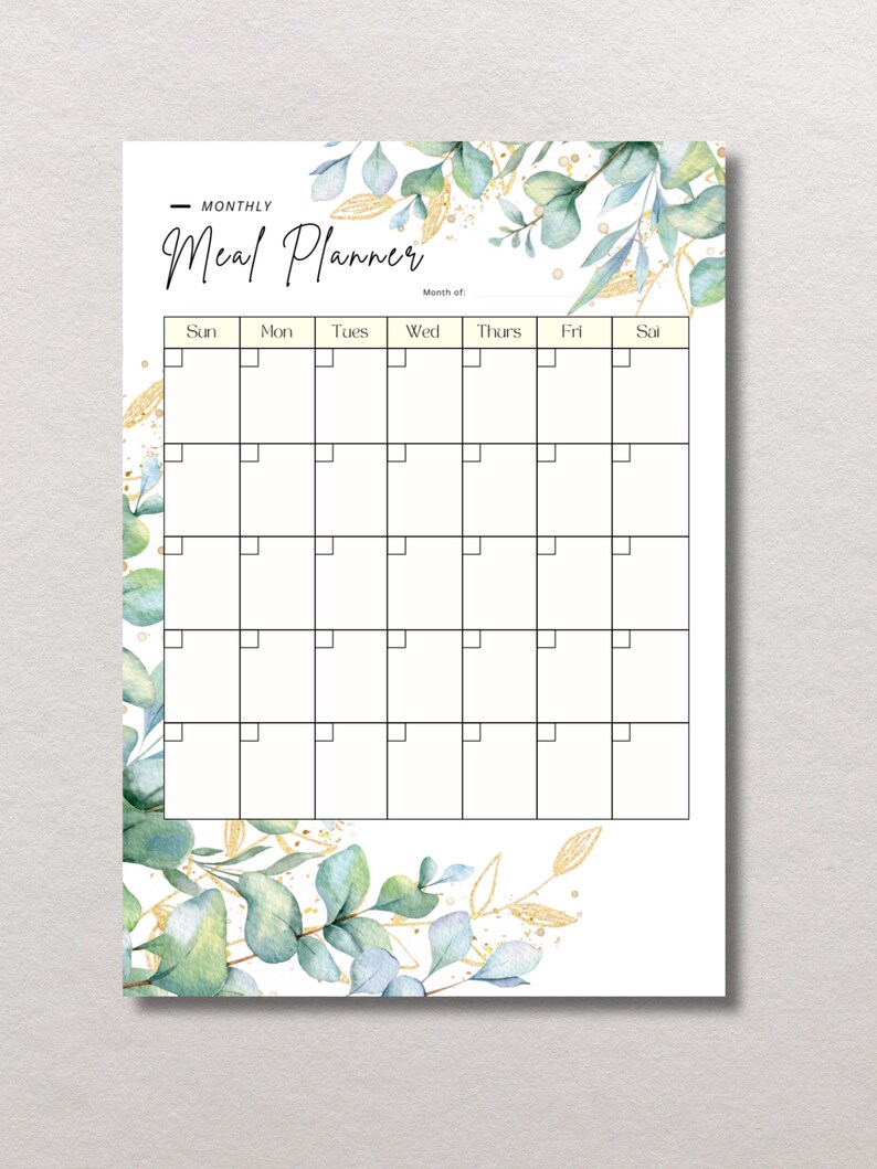 Editable Meal Planner Digital Download, Eucalyptus Theme, Weekly ...