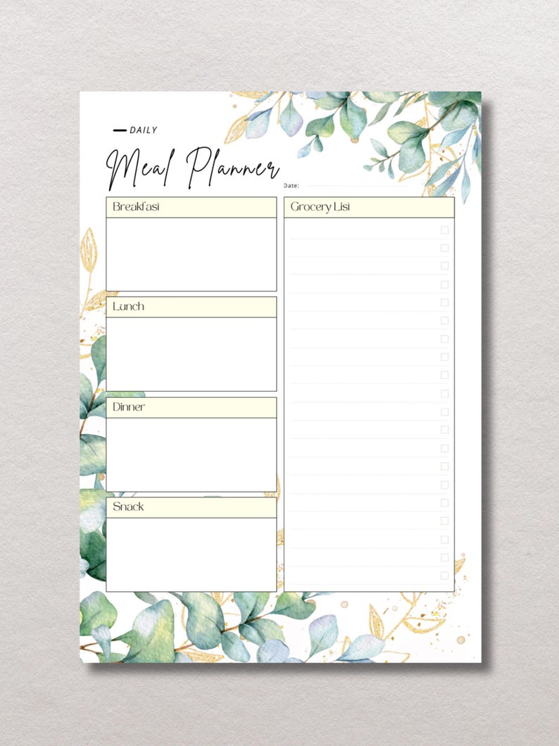 Editable Meal Planner Digital Download, Eucalyptus Theme, Weekly ...
