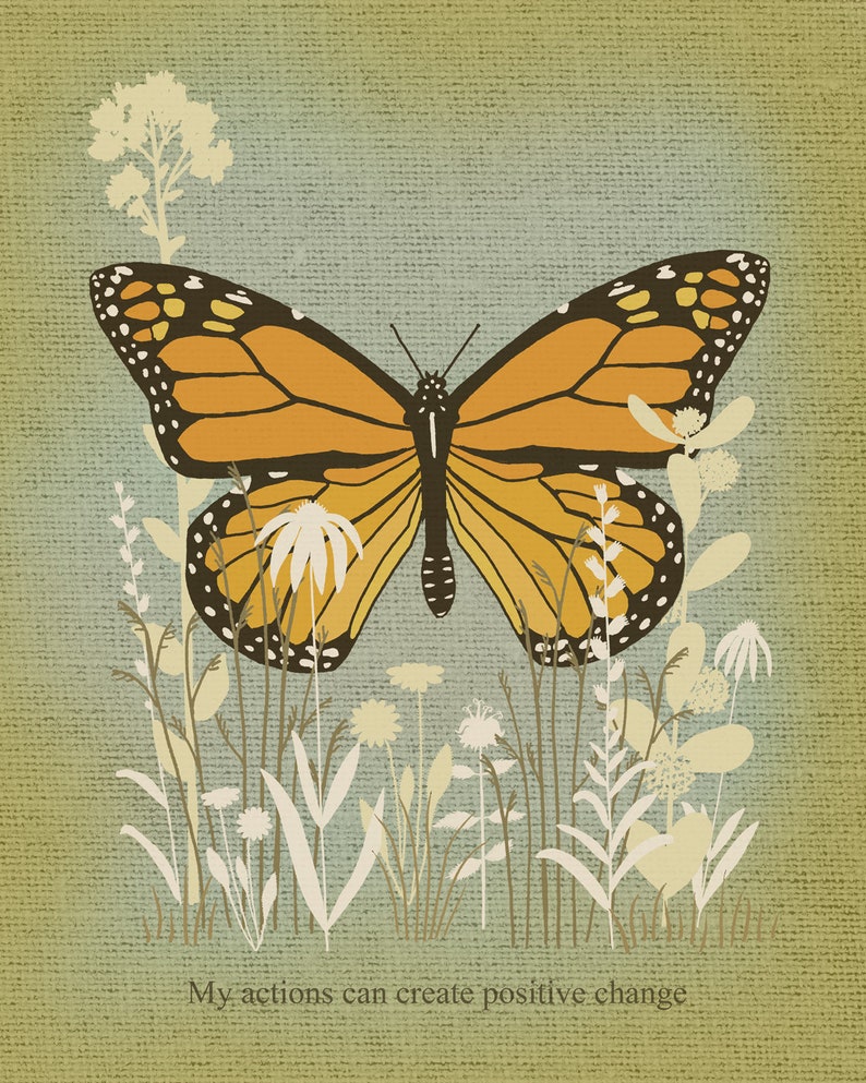 Positive Change Monarch Illustration Print - Etsy