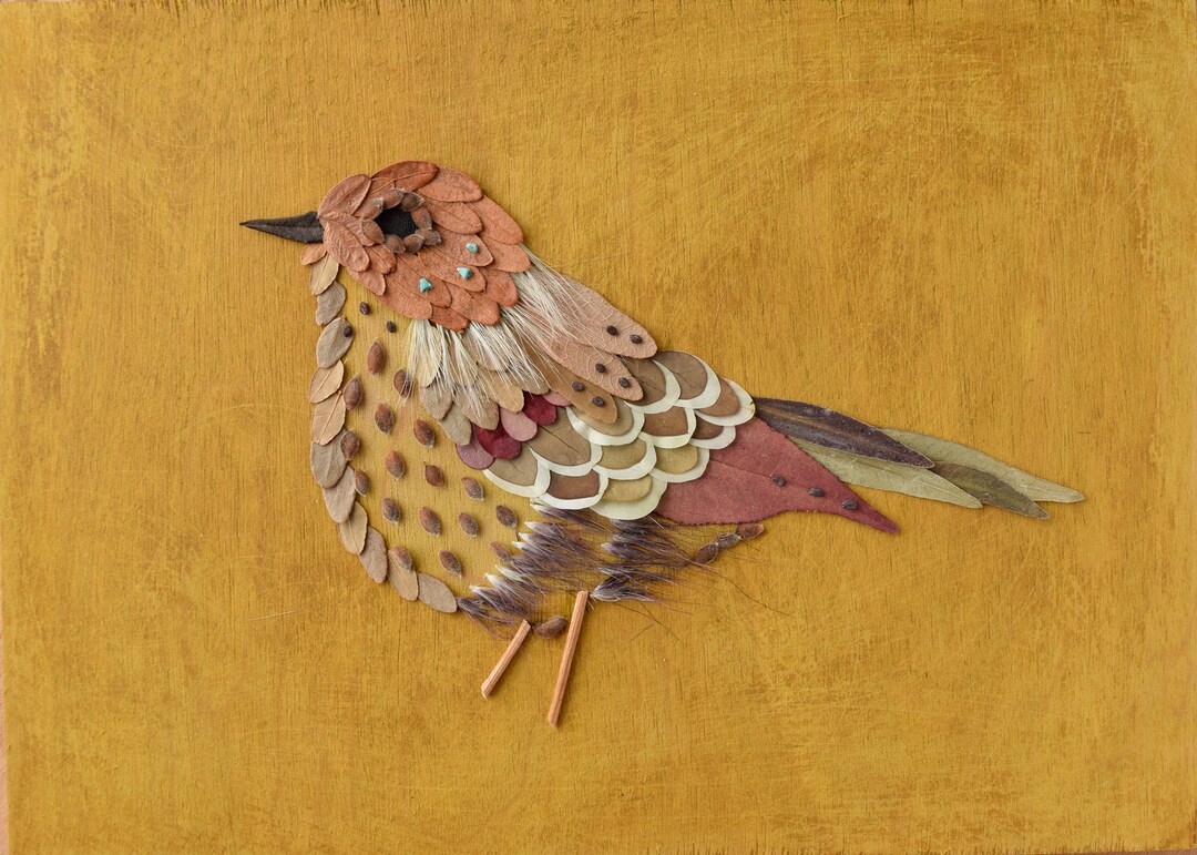 Turmeric Plant Collage Bird Print - Etsy