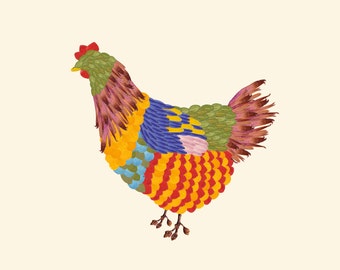 14x11 Colorful Hen Pressed Plant Collage | Etsy