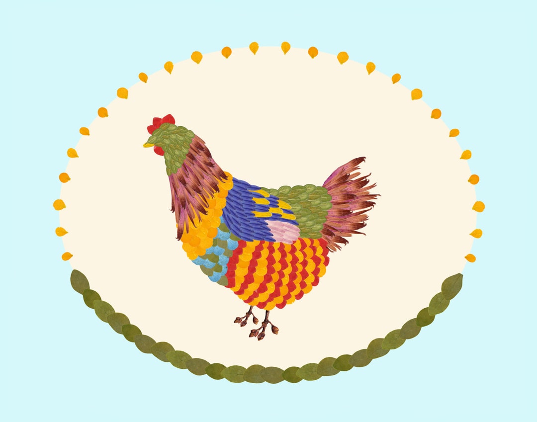 14x11 Colorful Hen Pressed Plant Collage - Etsy