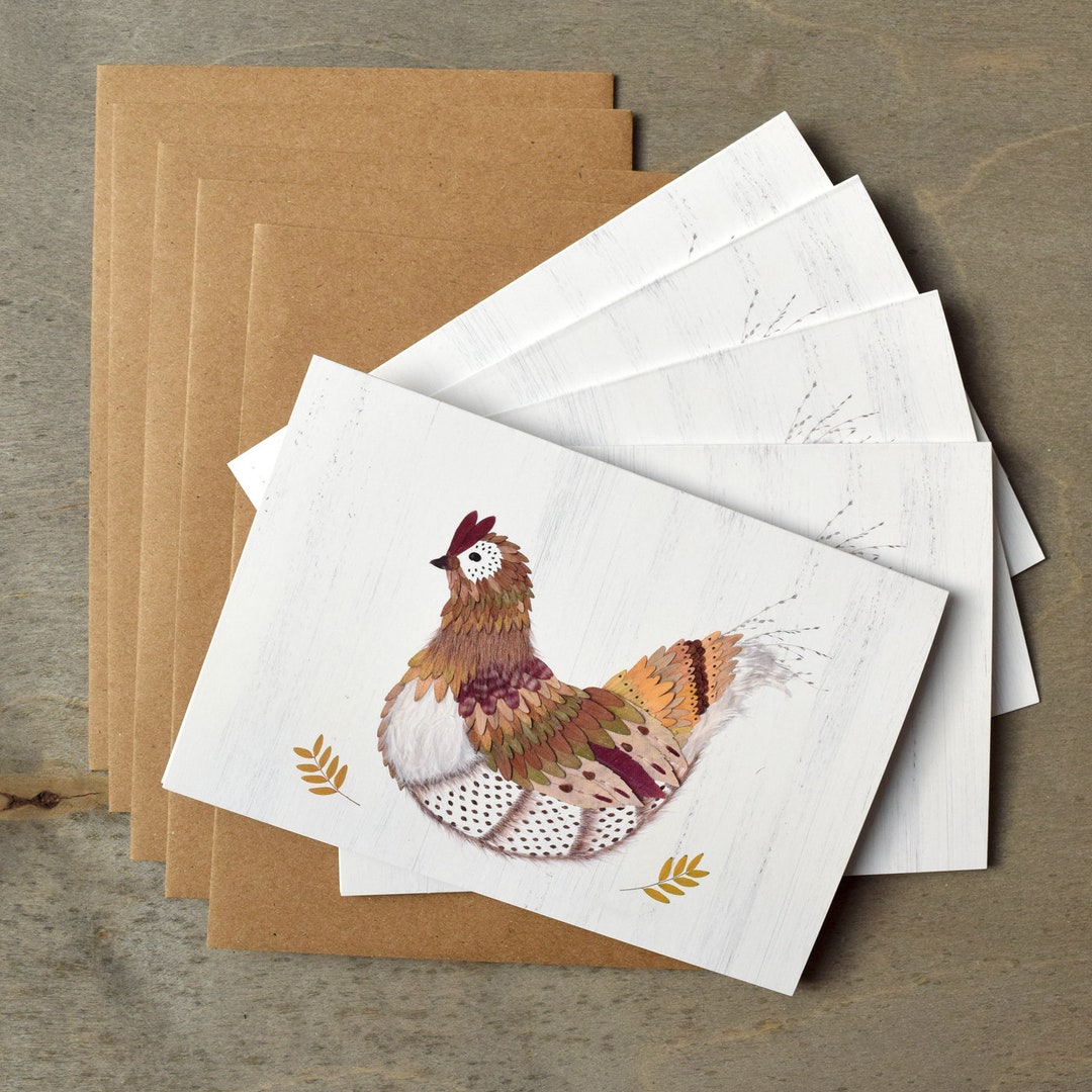 Pack of 5 Hen Greeting Cards - Etsy