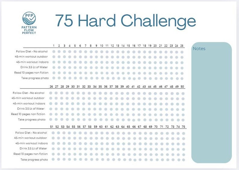 75 Hard Fitness Challenge Tracker - Checklist - Etsy Australia