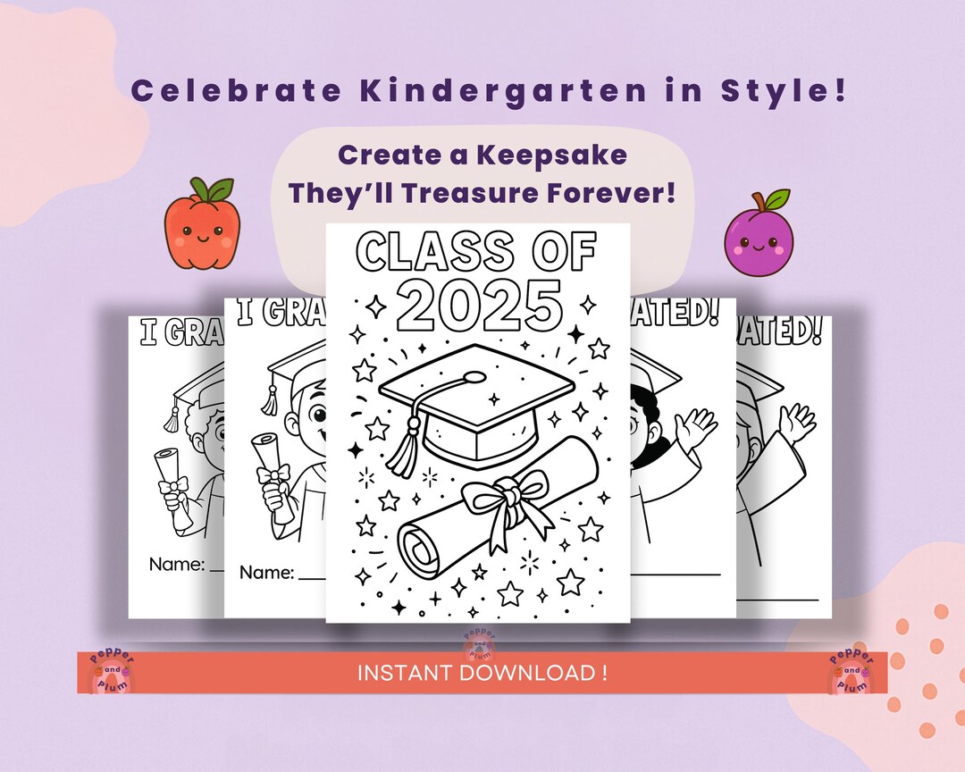 Kindergarten Graduation Coloring Pages – Printable End of Year Activity ...