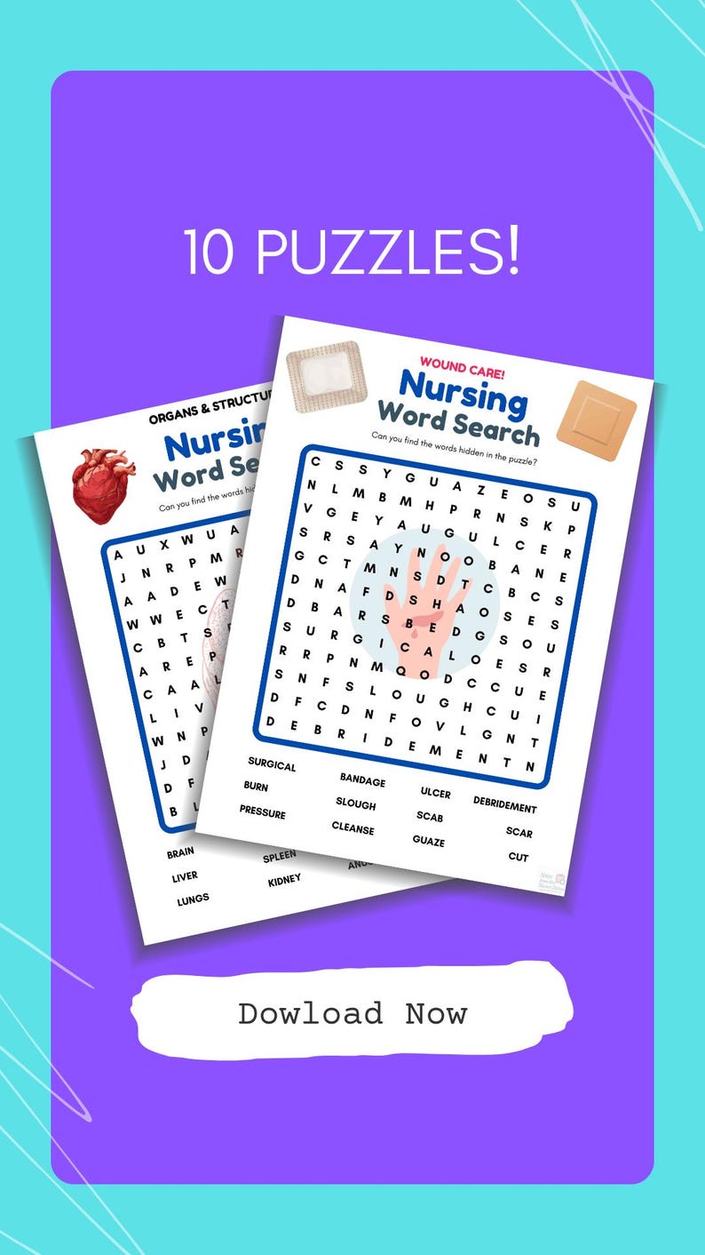 Nursing Word Search Puzzle – Printable PDF | Fun & Educational for ...