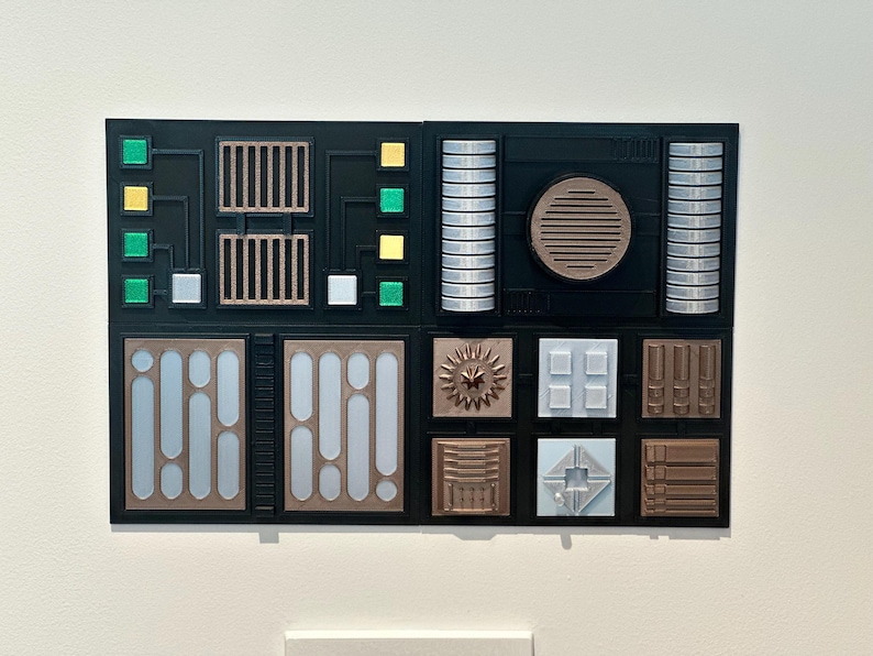 Four Tech Wall Panels With Spaceship Greebles Inspired by Popular ...