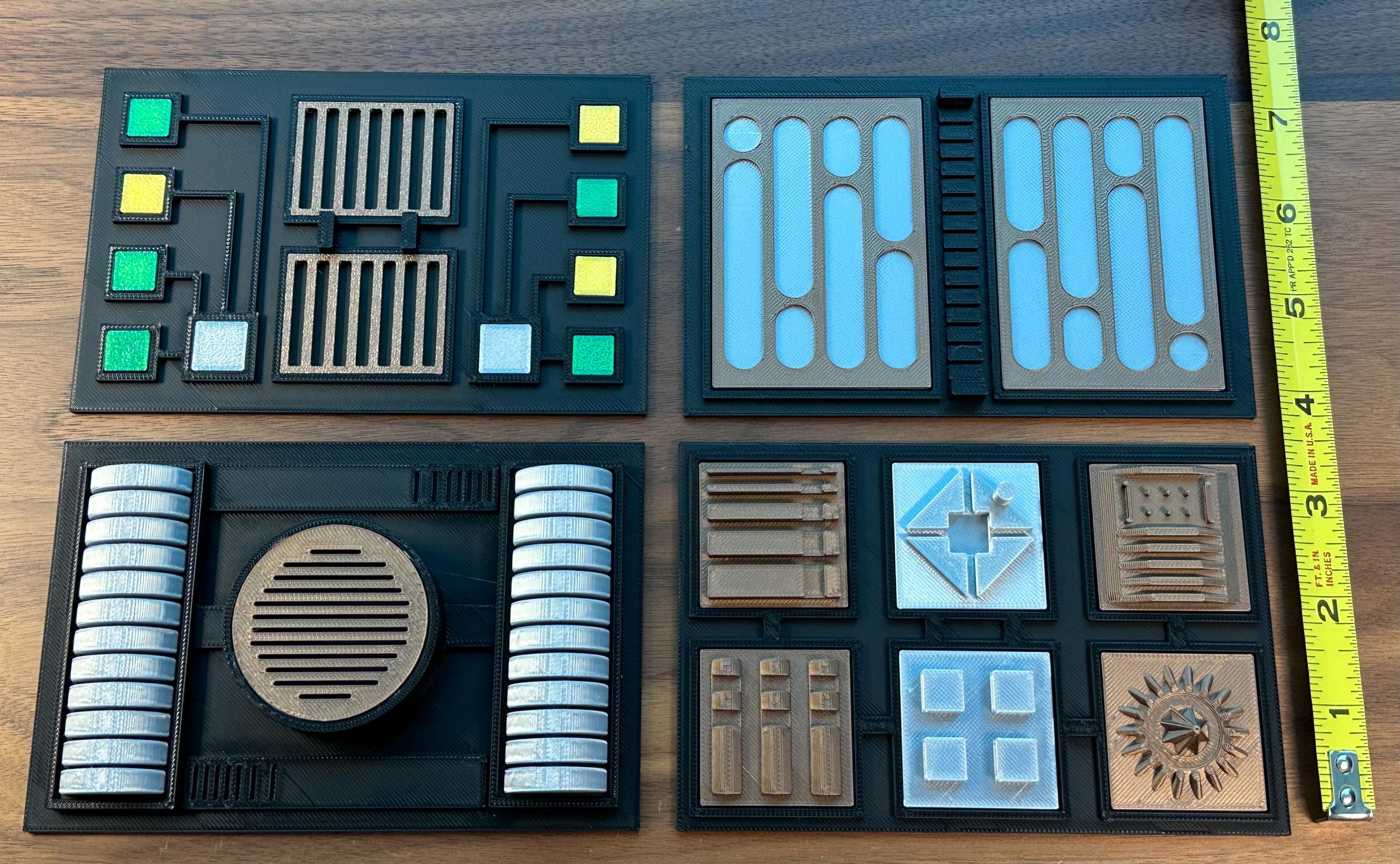 Four Tech Wall Panels With Spaceship Greebles Inspired by Popular ...