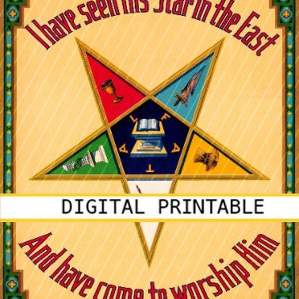 ORDER of the EASTERN STAR No. 1 Digital Printable Set of 2: 9x12 & 8x10 ...