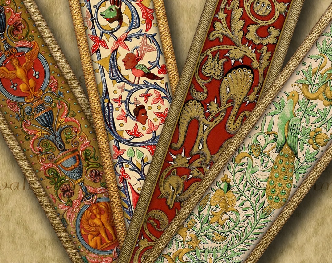 CREATURE BOOK MARKS Set of 4 Digital Printable Book Markers..medieval ...