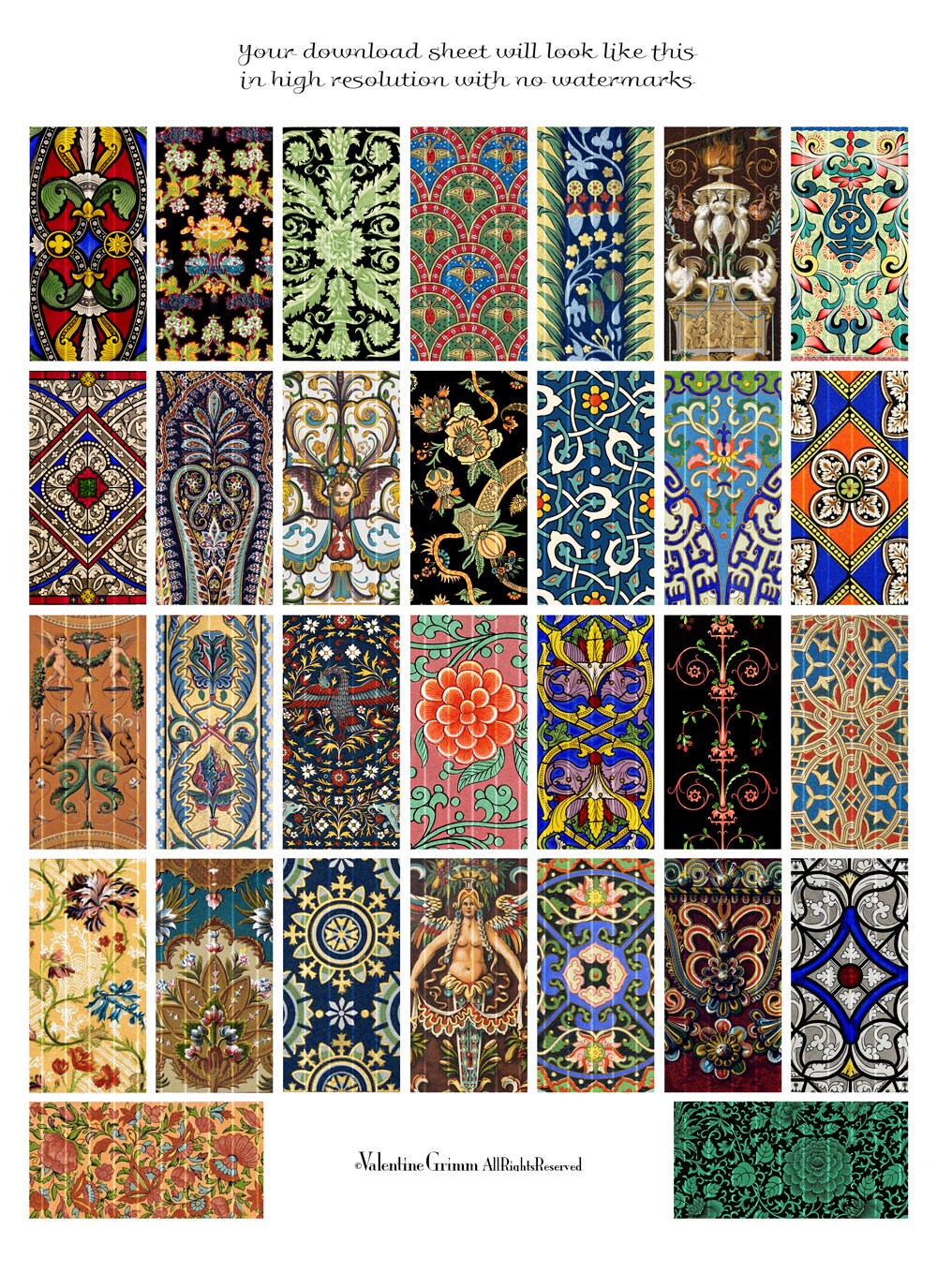 HISTORIC DESIGNS 1x2 Digital Printable Domino Collage Sheet - Etsy